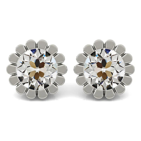 Beautiful Earth Mined Diamond Studs 4 Carats Old Cut Flower Style ...