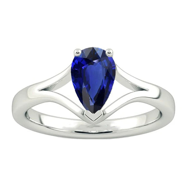 Solitaire Madagascar Pear Sapphire Ring – HarryChadEnt.com