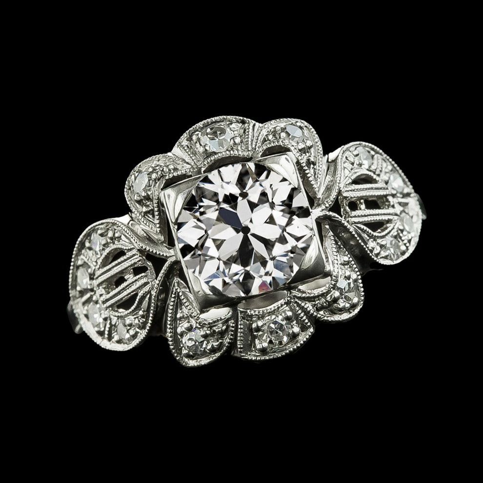 Antique Style Round Real Natural Earth Mined Diamond Old Mine Cut Ring ...