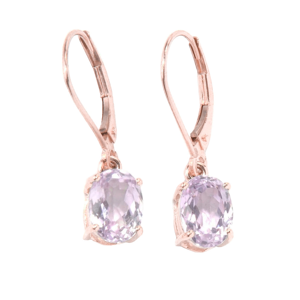 Oval Cut Pink Kunzite Lady Dangle Earrings Rose Gold 14K 26 Ct ...
