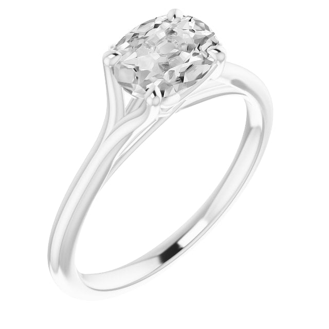 Oval Real Diamond Old Mine Cathedral Setting Solitaire Ring 3 Carats ...